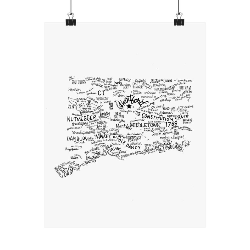 Connecticut, Map of Connecticut, Hand Lettering, Lettering, Type ...