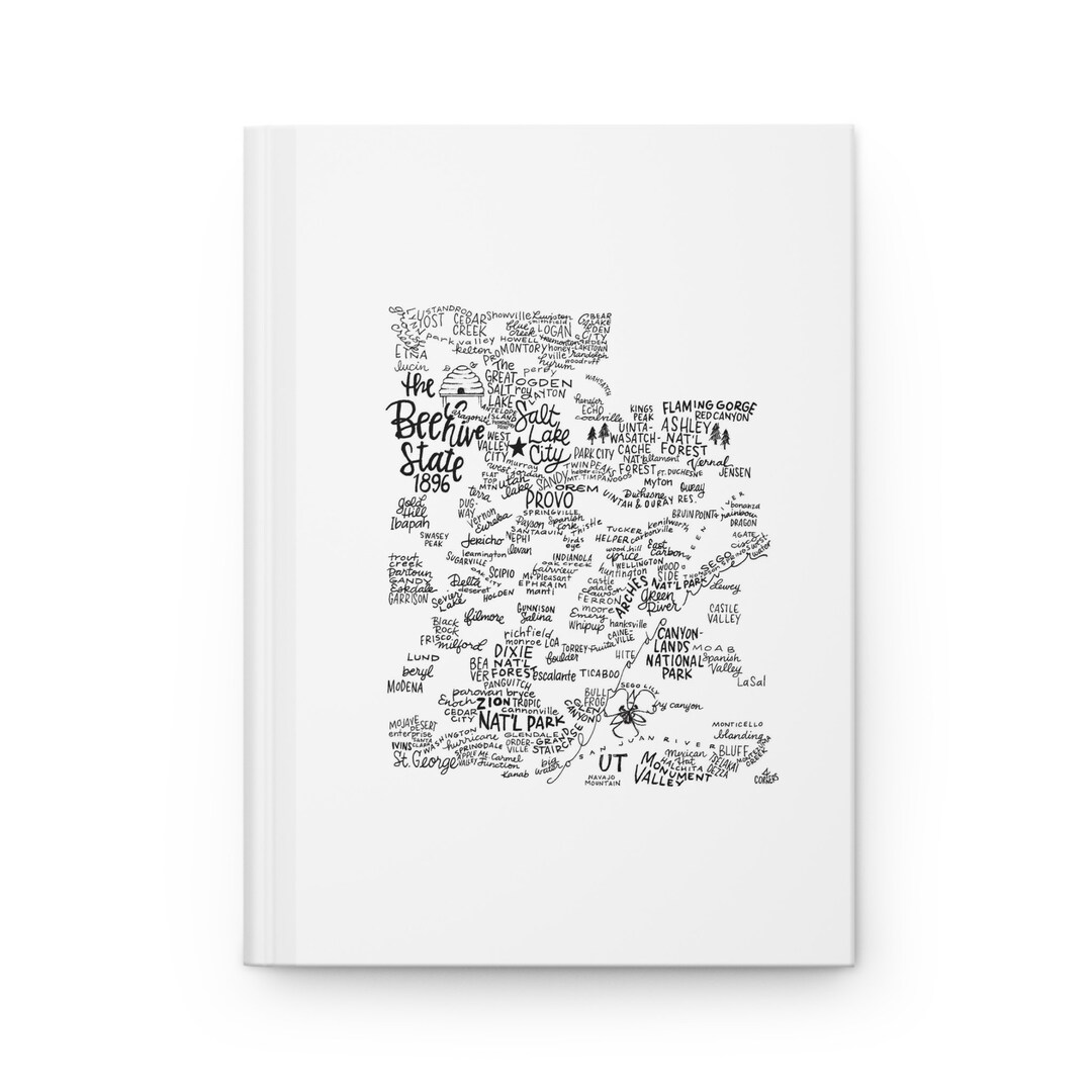 Utah Map Hardcover Journal, Typography Sketchbook - Etsy