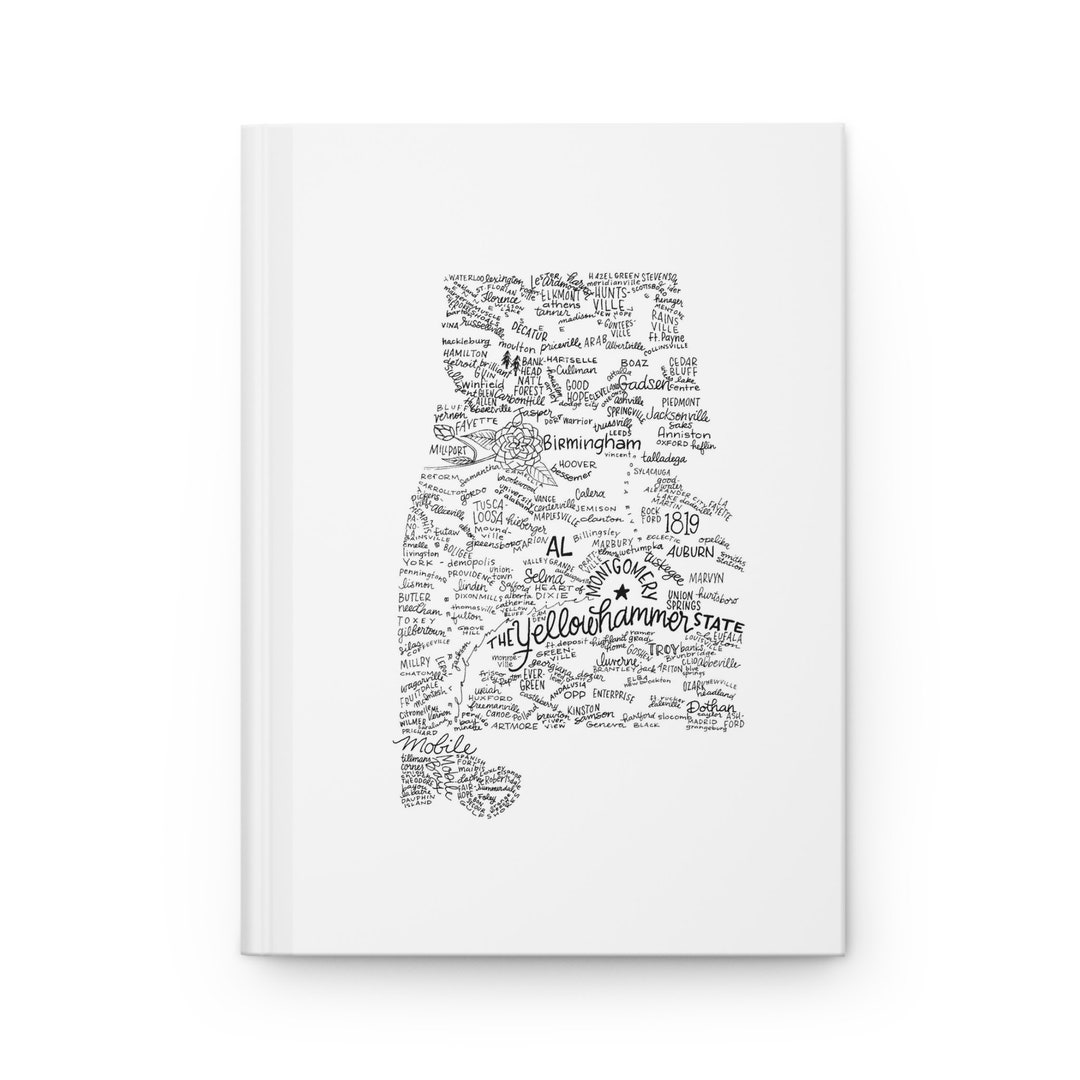 Hardcover Journal Matte, Alabama, Map of Alabama, Sketchbook ...