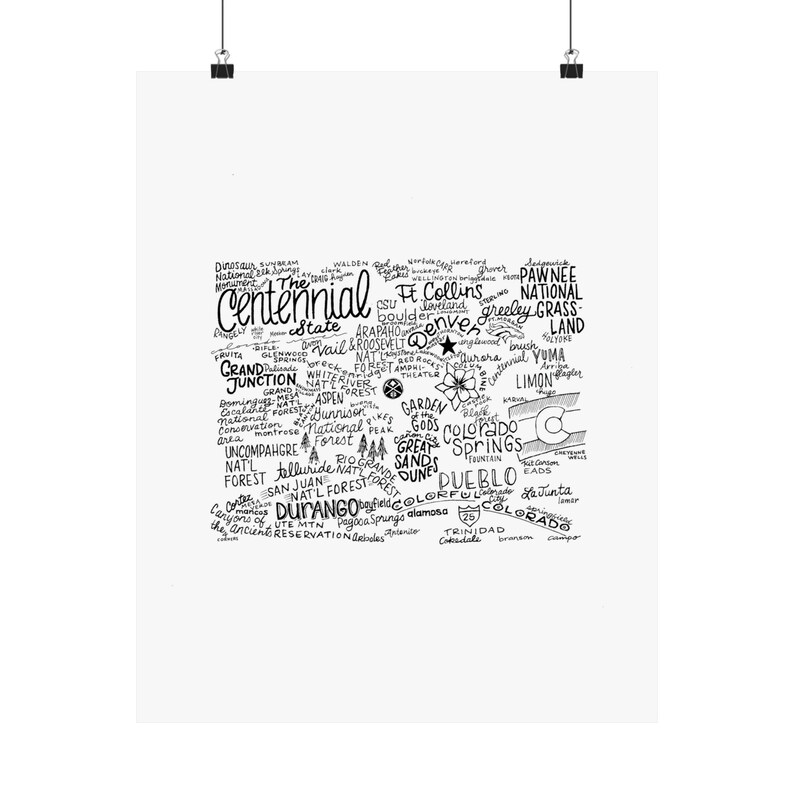 Colorado, Map of Colorado, Typography, Type, Lettering, Hand Lettering ...