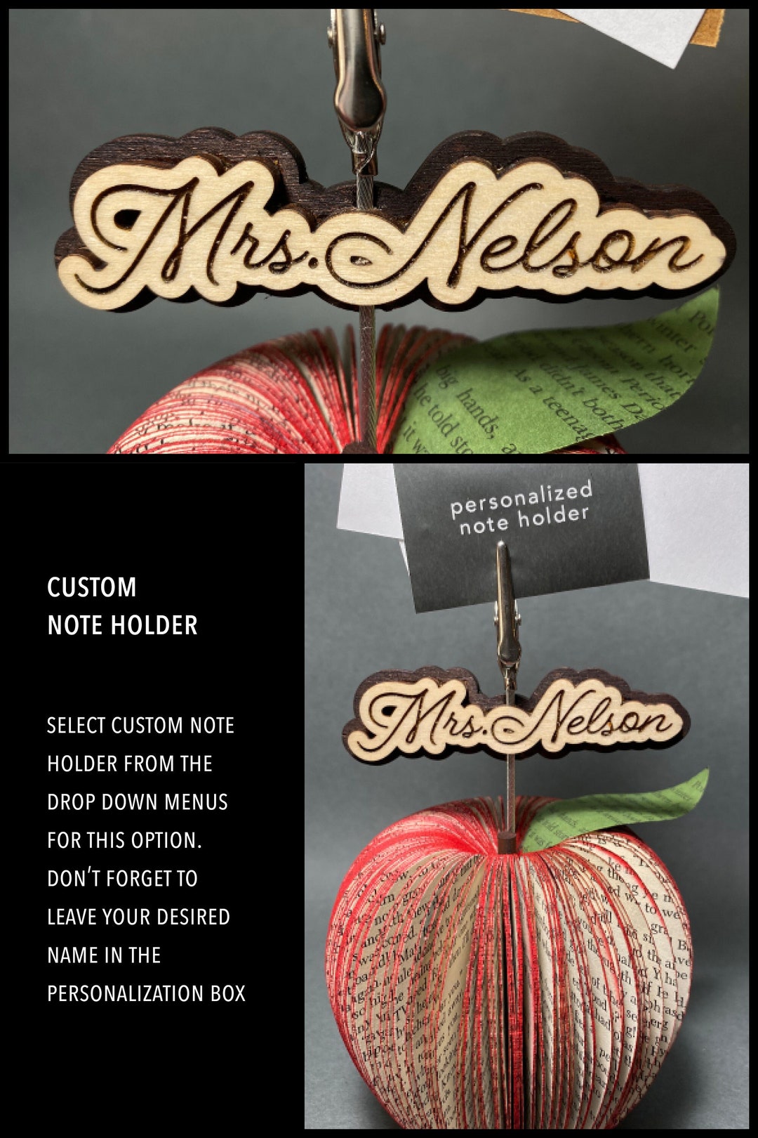 Book Page Apple • Teacher Appreciation • Paper Apple •teacher• Note ...