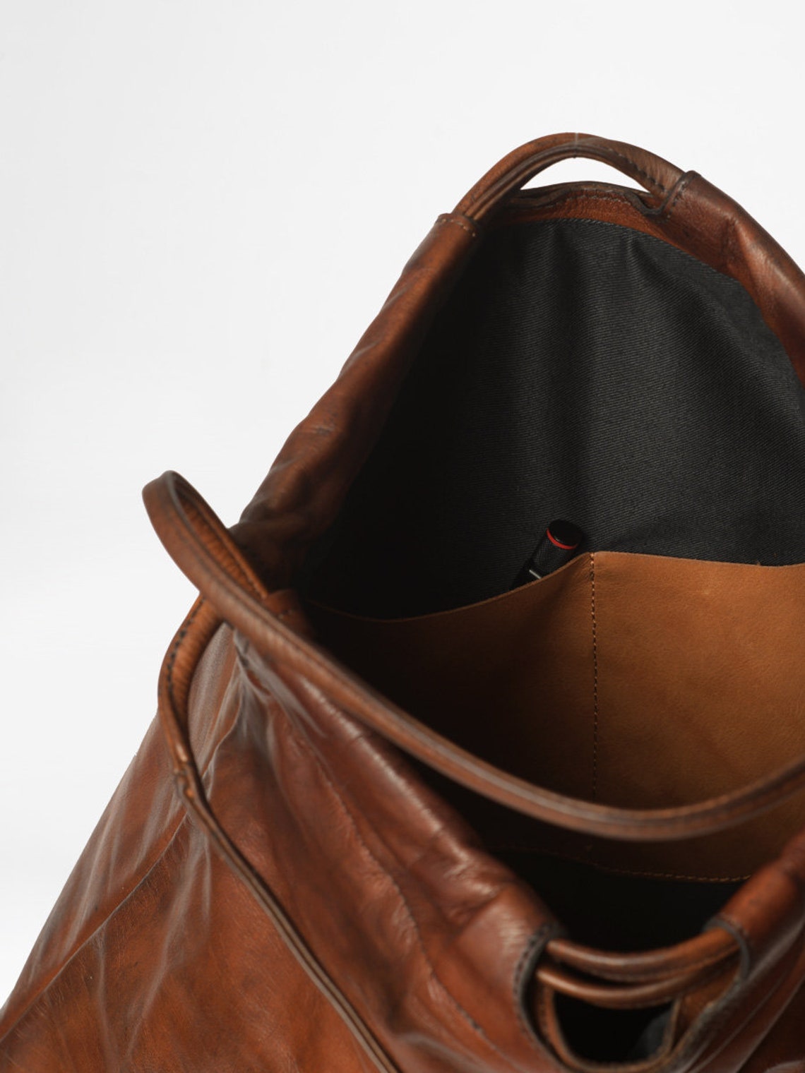 Leather 2-way Bag - Brown - Etsy