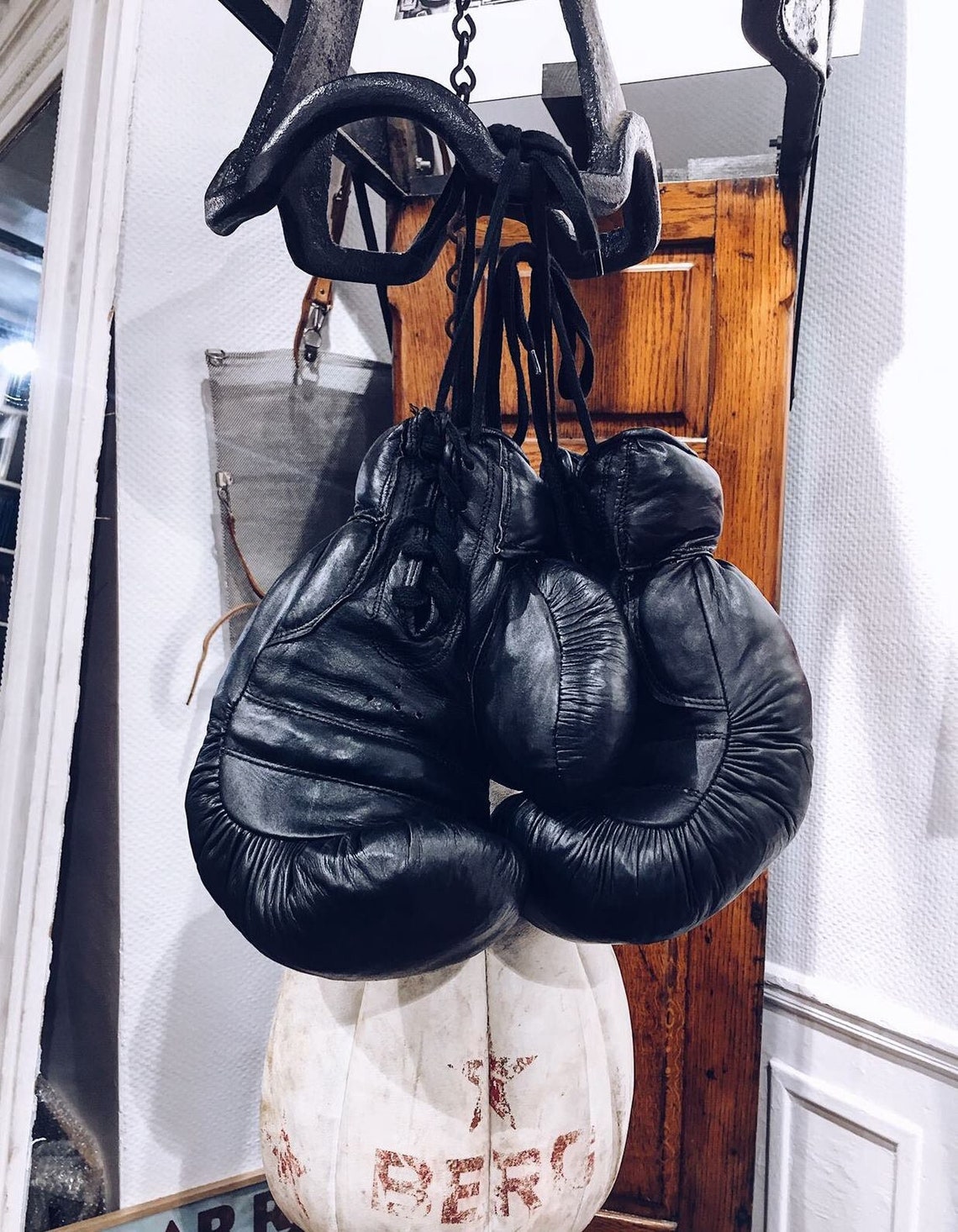 Vintage Leather Boxing Gloves - Black - Etsy