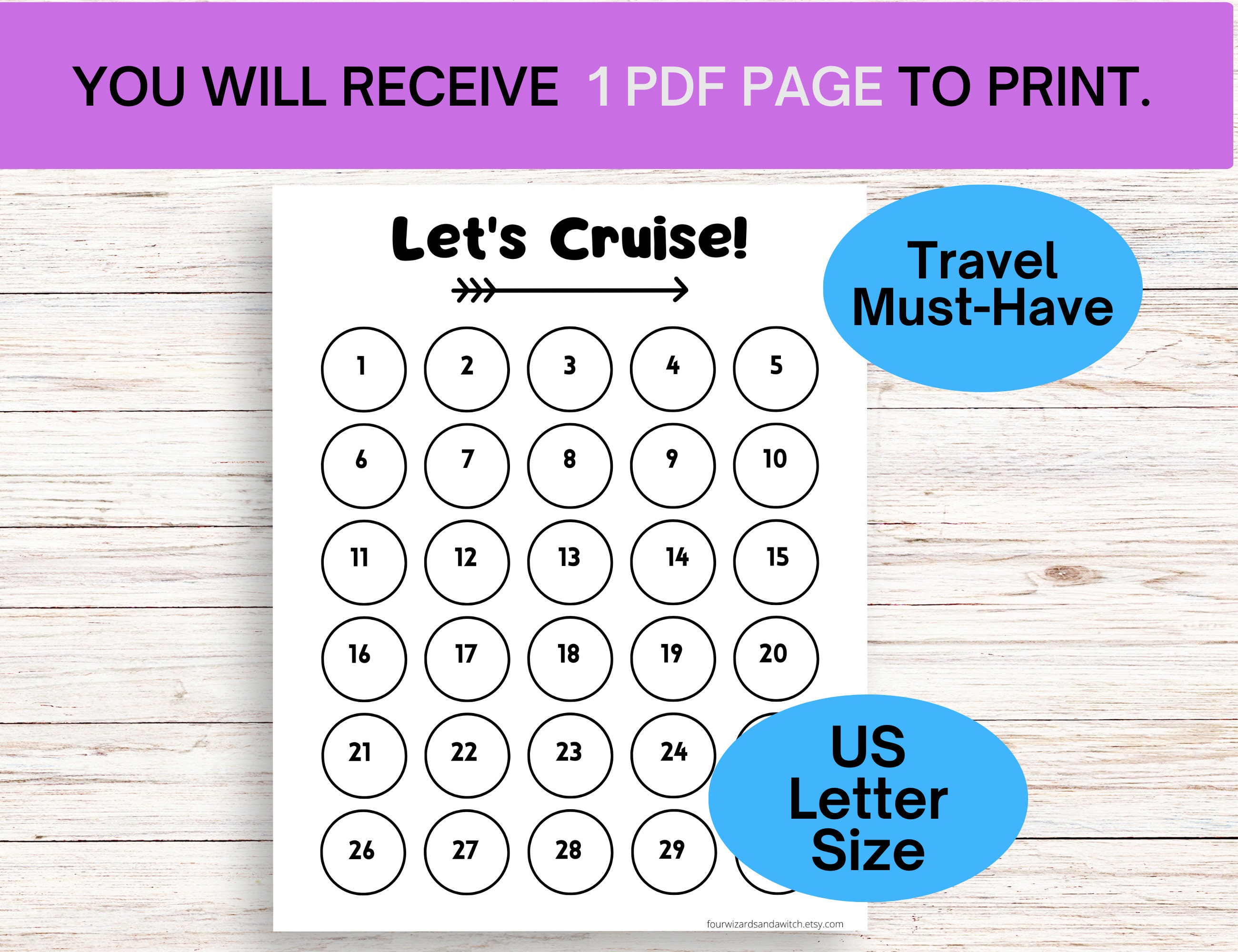 Cruise Vacation Countdown Calendar, Printable Travel Countdown, Family ...