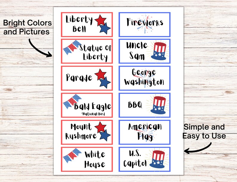 Patriotic Pictionary Game, 4th of July Games, Family Reunion Games - Etsy