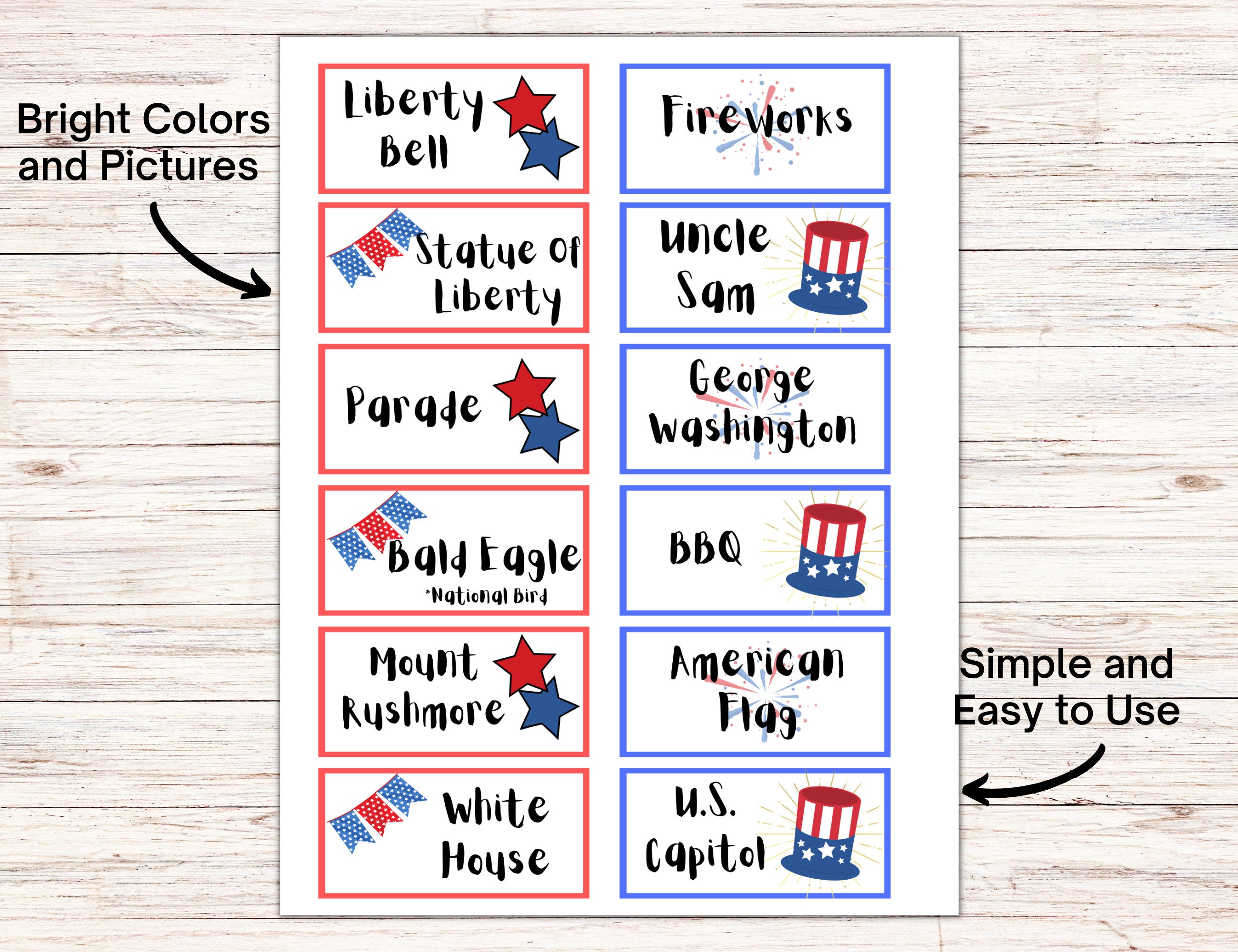 Patriotic Pictionary Game, 4th of July Games, Family Reunion Games - Etsy