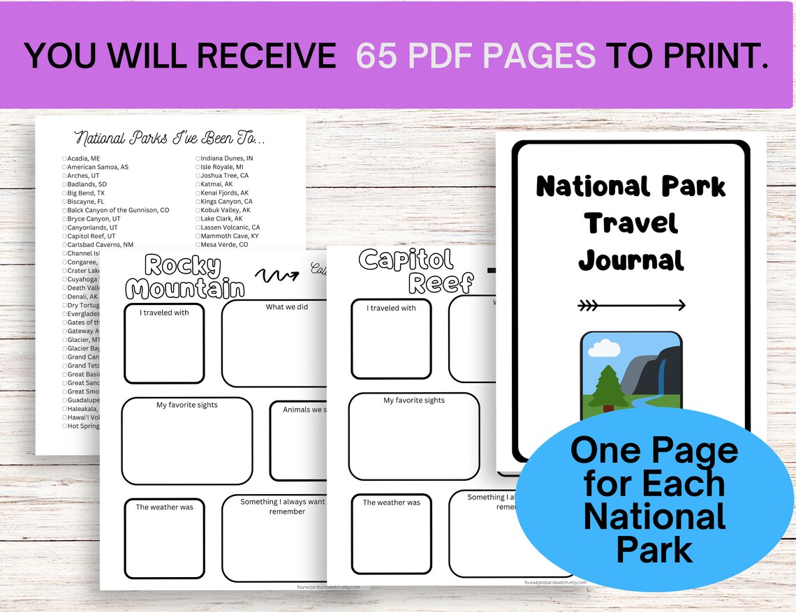 National Park Travel Journal Bullet Travel Journal United - Etsy