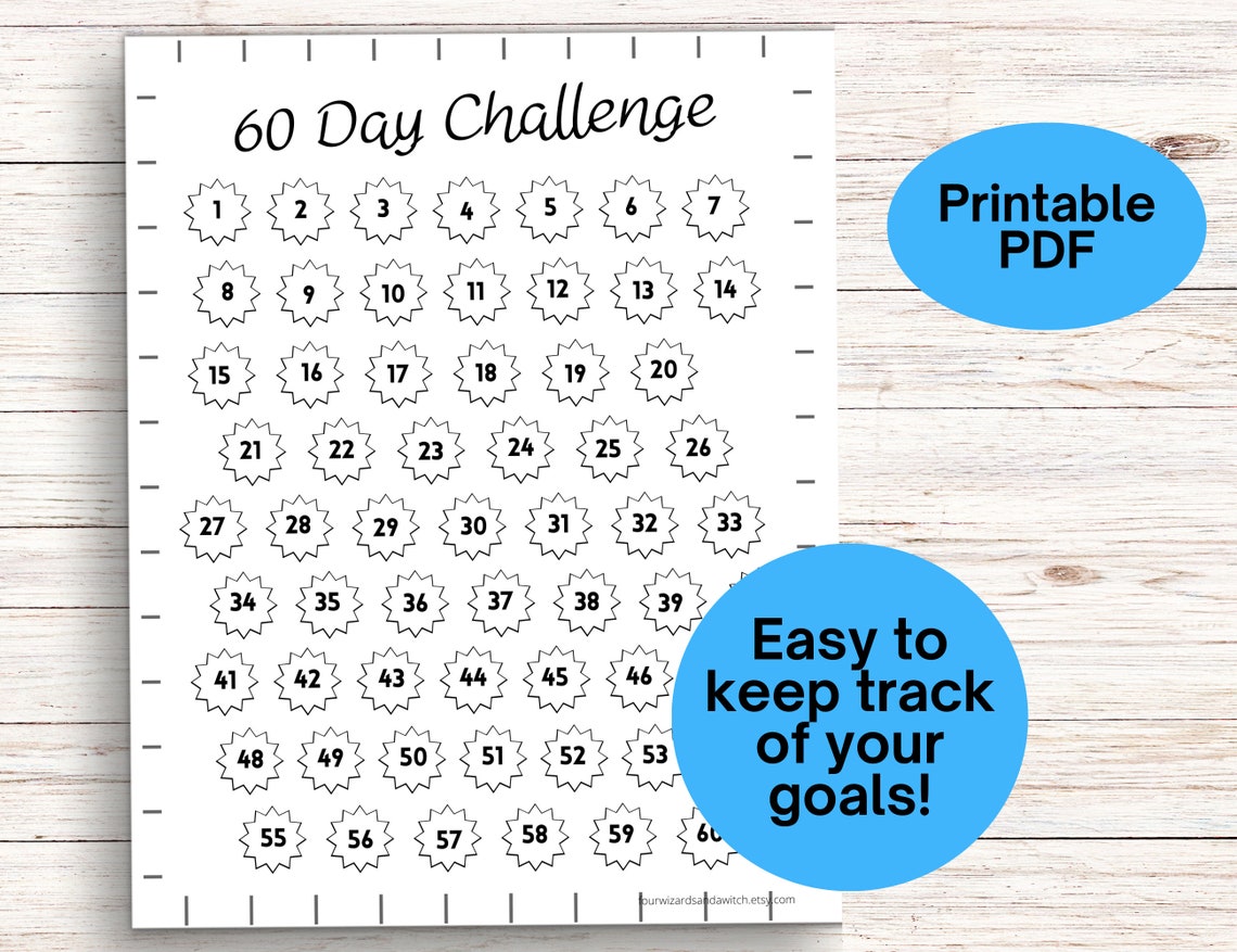 60 Day Challenge, Goal Setting, Habit Tracker Coloring Page, Printable ...