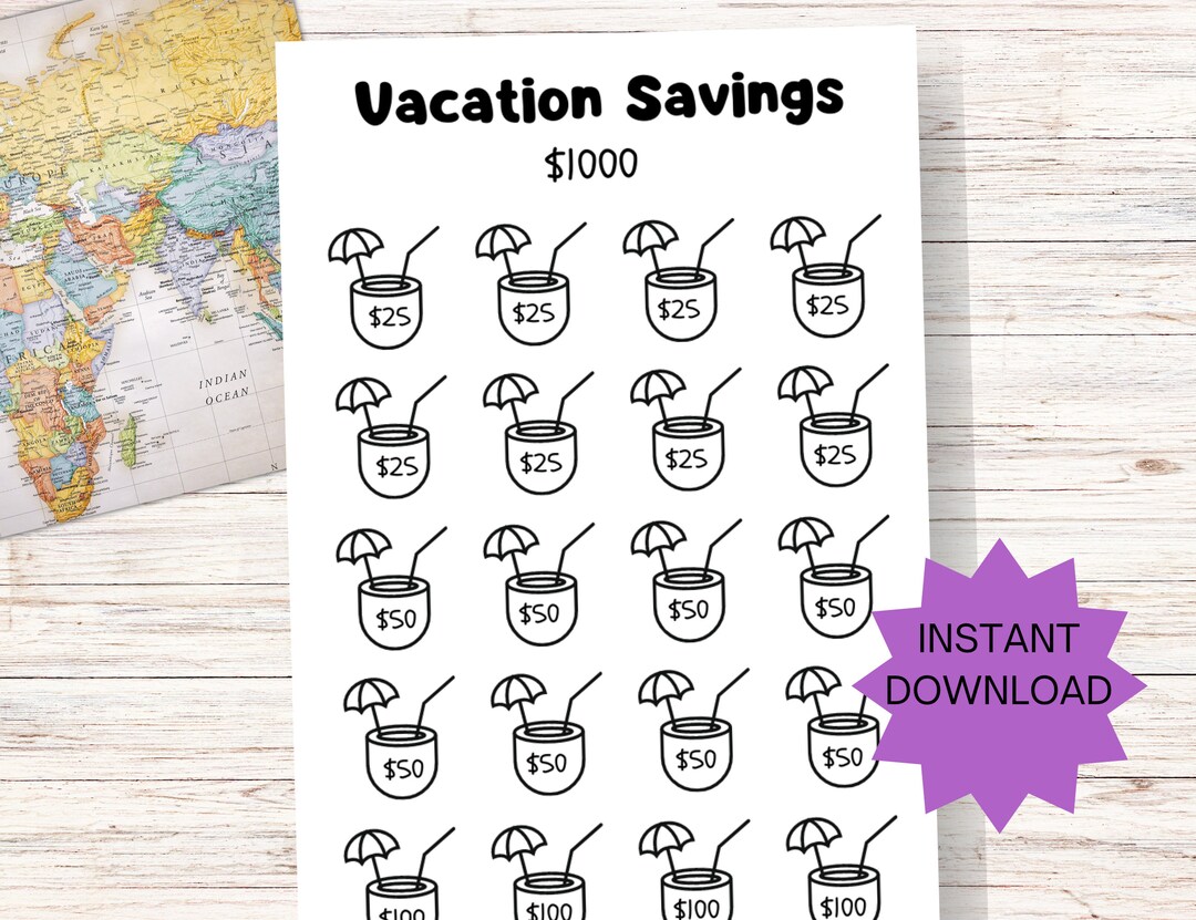 Vacation Money Challenge, Travel Budget Tracker, 1k Savings Challenge ...