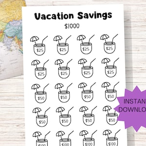 Vacation Money Challenge, Travel Budget Tracker, 1k Savings Challenge ...
