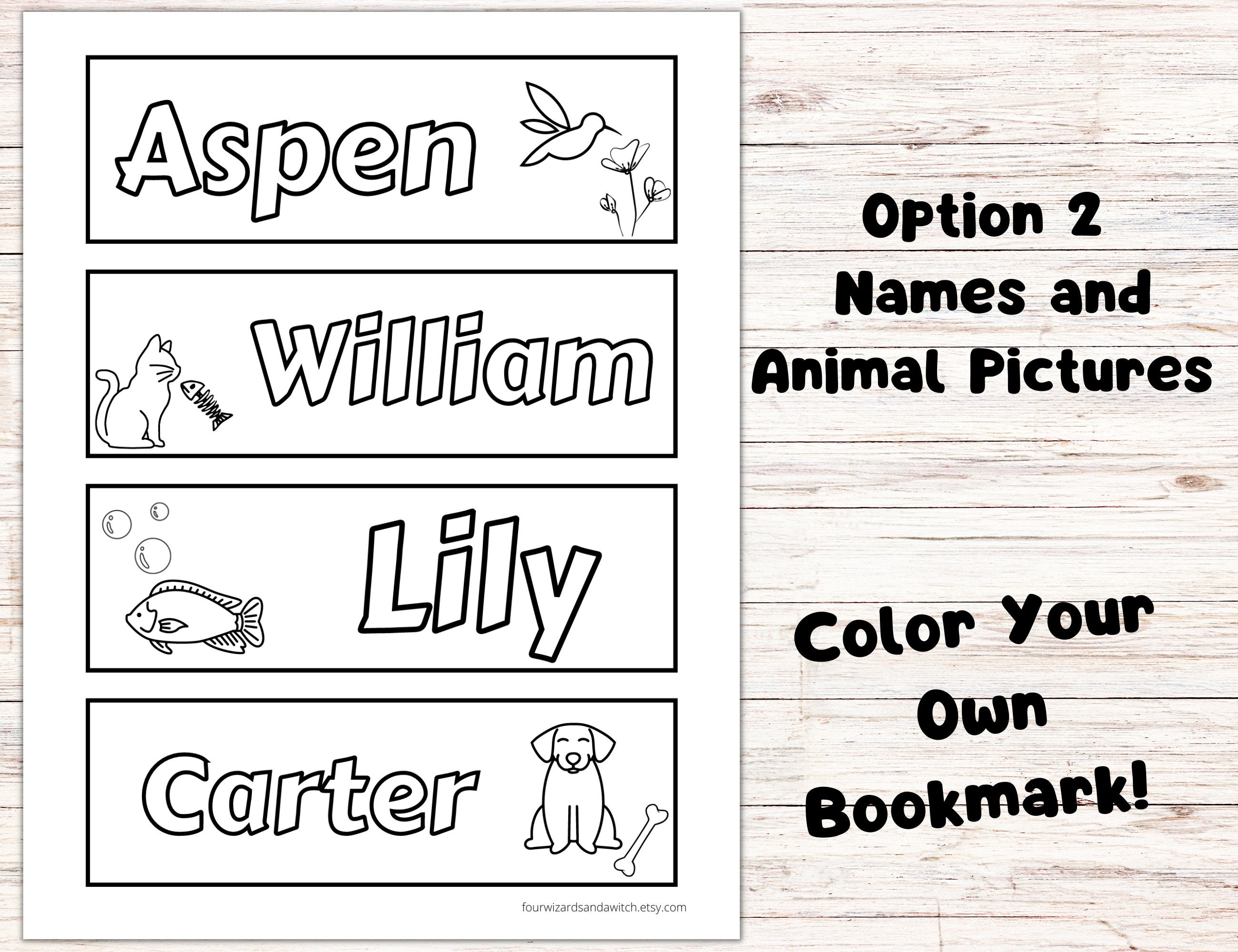 Color Your Own Bookmark, Printable Personalized Bookmark, Kids Name ...