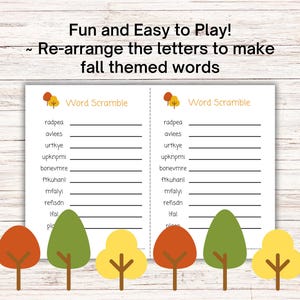 Thanksgiving Word Scramble Brain Teaser, Kids Activity, Classroom Party ...