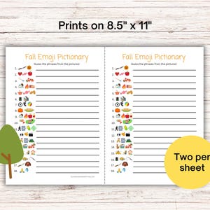 Fall Emoji Pictionary Game Thanksgiving Printable Party Game ...
