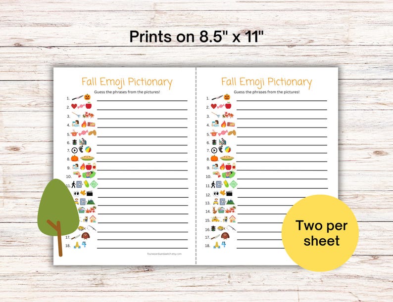 Fall Emoji Pictionary Game Thanksgiving Printable Party Game ...