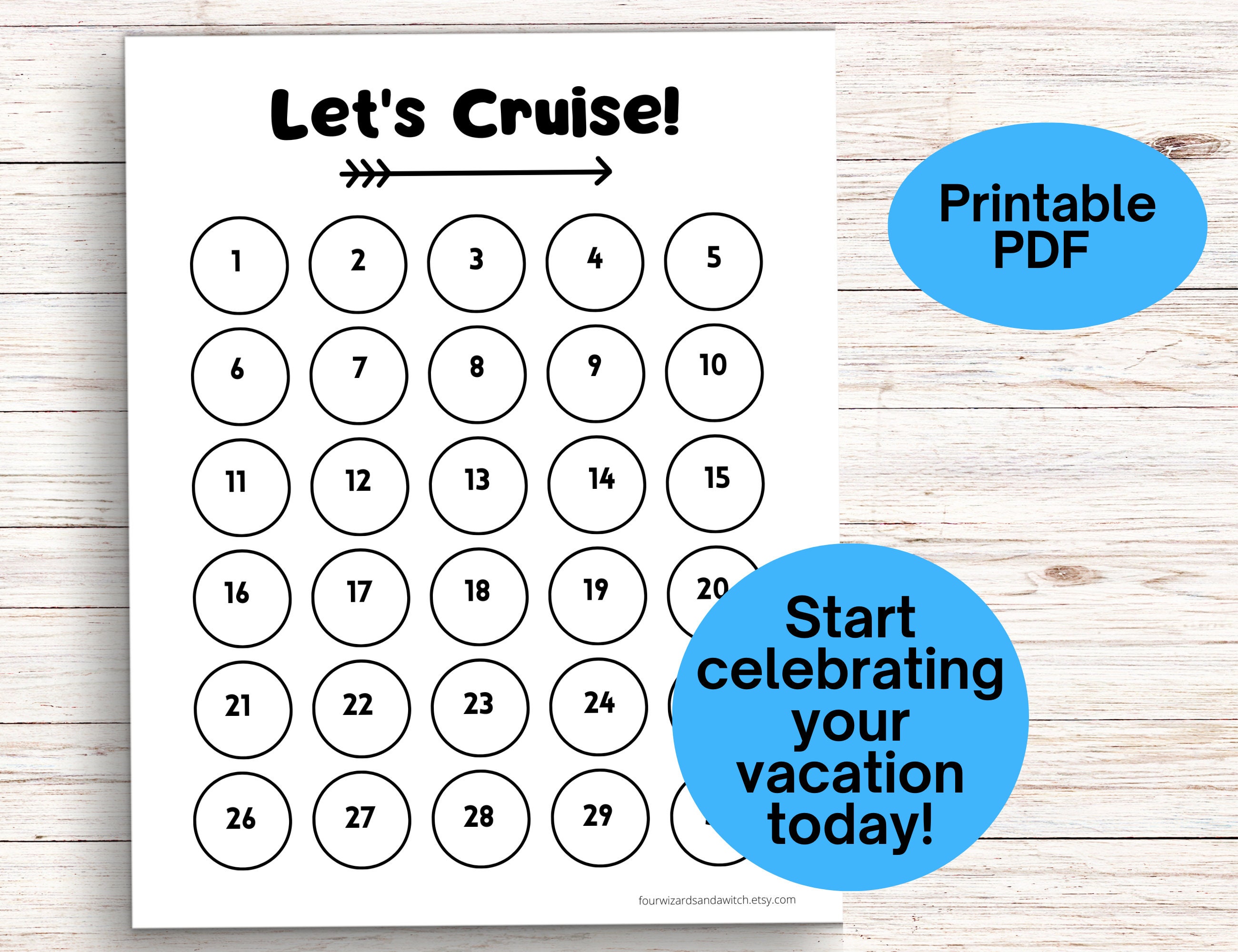 Cruise Vacation Countdown Calendar, Printable Travel Countdown, Family ...