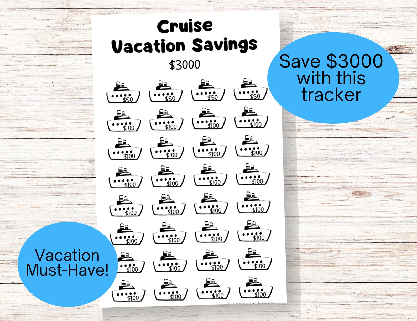Cruise Vacation Savings Tracker, Money Challenge, 3k Savings Challenge ...