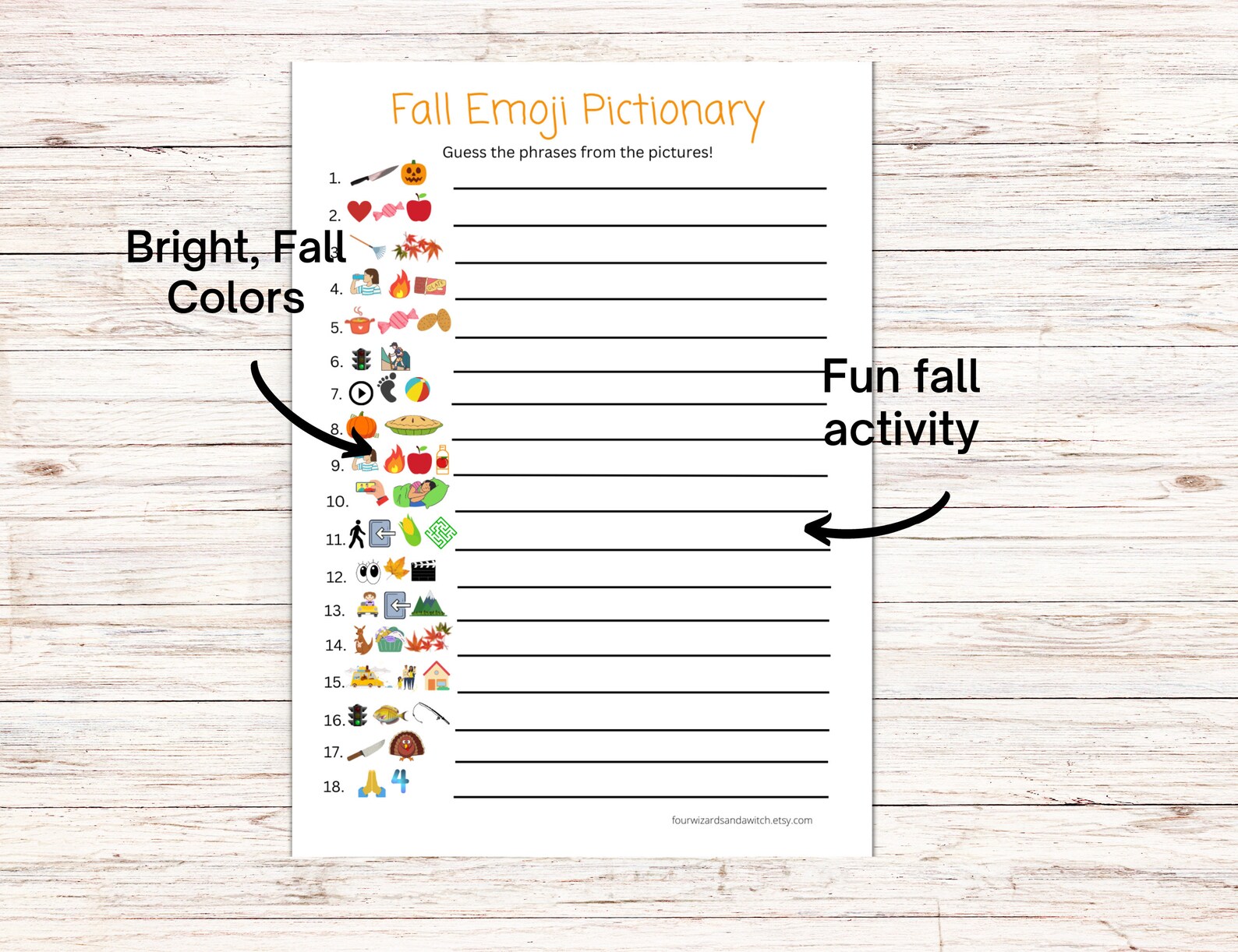 Fall Emoji Pictionary Game Thanksgiving Printable Party Game - Etsy