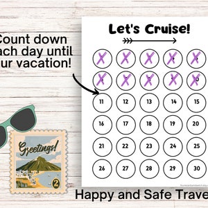 Cruise Vacation Countdown Calendar, Printable Travel Countdown, Family ...