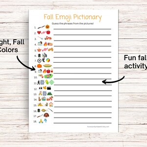 Fall Emoji Pictionary Game Thanksgiving Printable Party Game ...