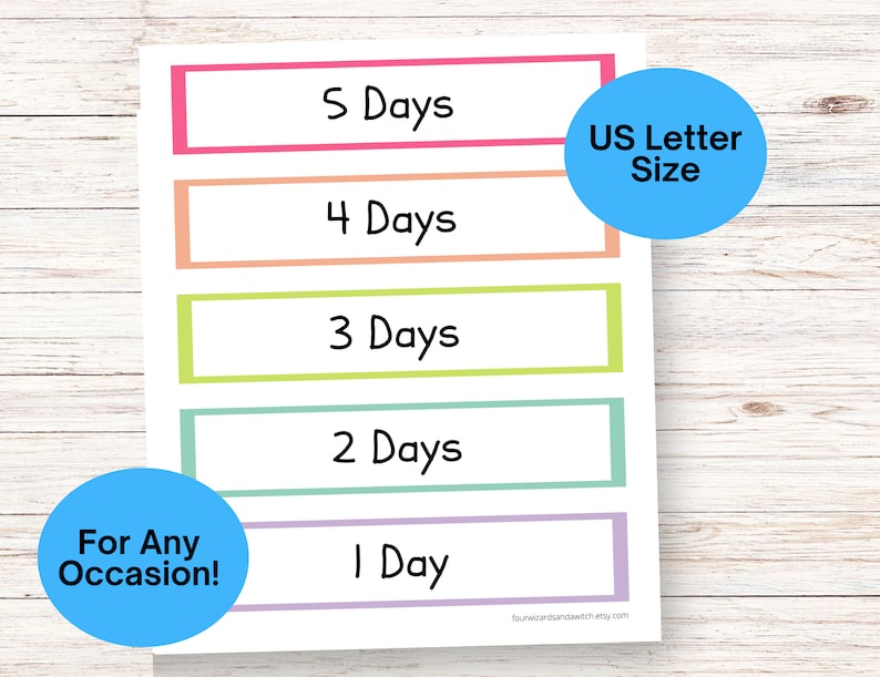 60 Day Printable Countdown, Countdown for Kids, Printable Paper Chain ...