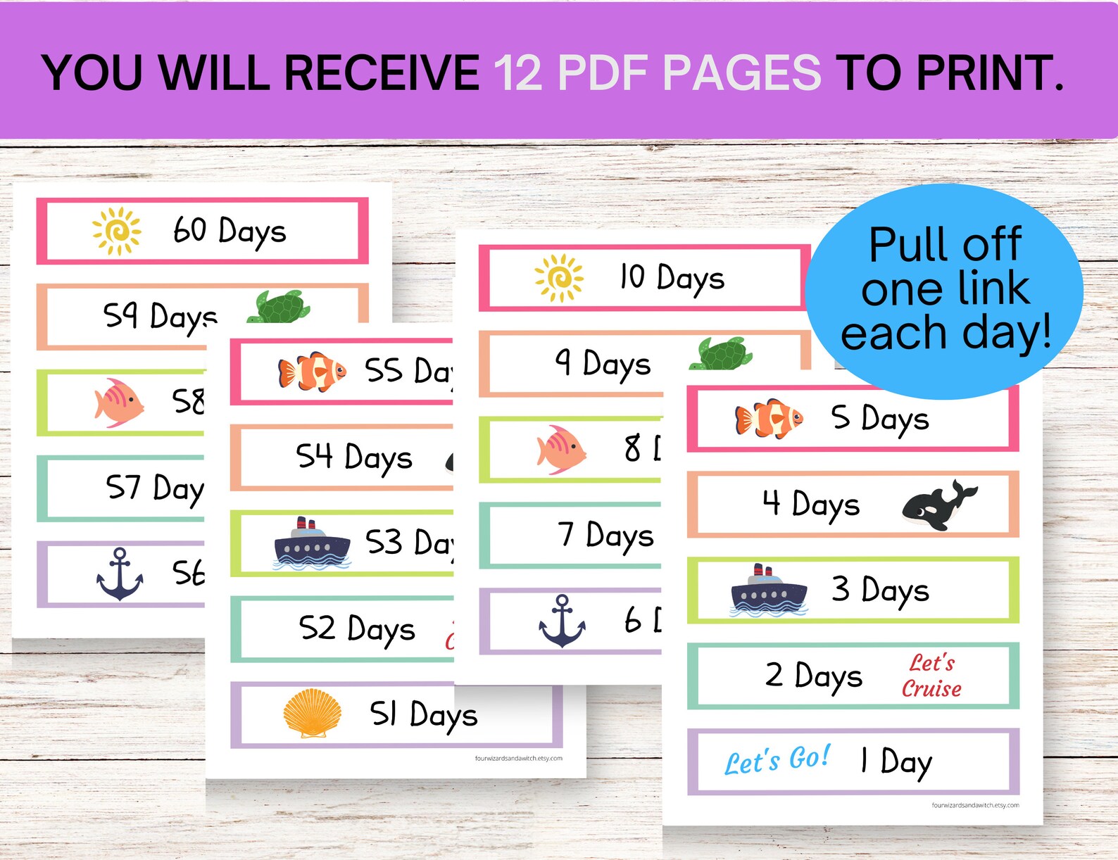 Family Cruise Vacation Countdown, Cruise Countdown for Kids, Printable ...