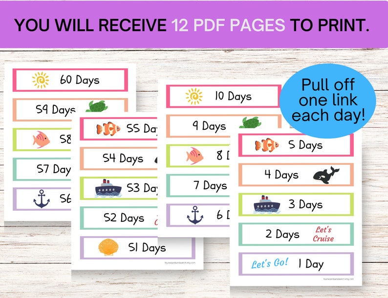 Family Cruise Vacation Countdown, Cruise Countdown for Kids, Printable ...