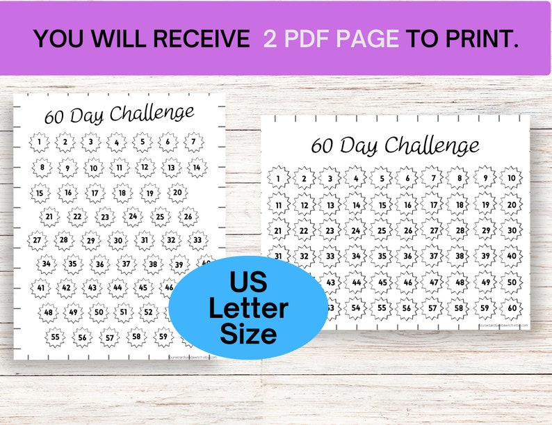 60 Day Challenge, Goal Setting, Habit Tracker Coloring Page, Printable ...