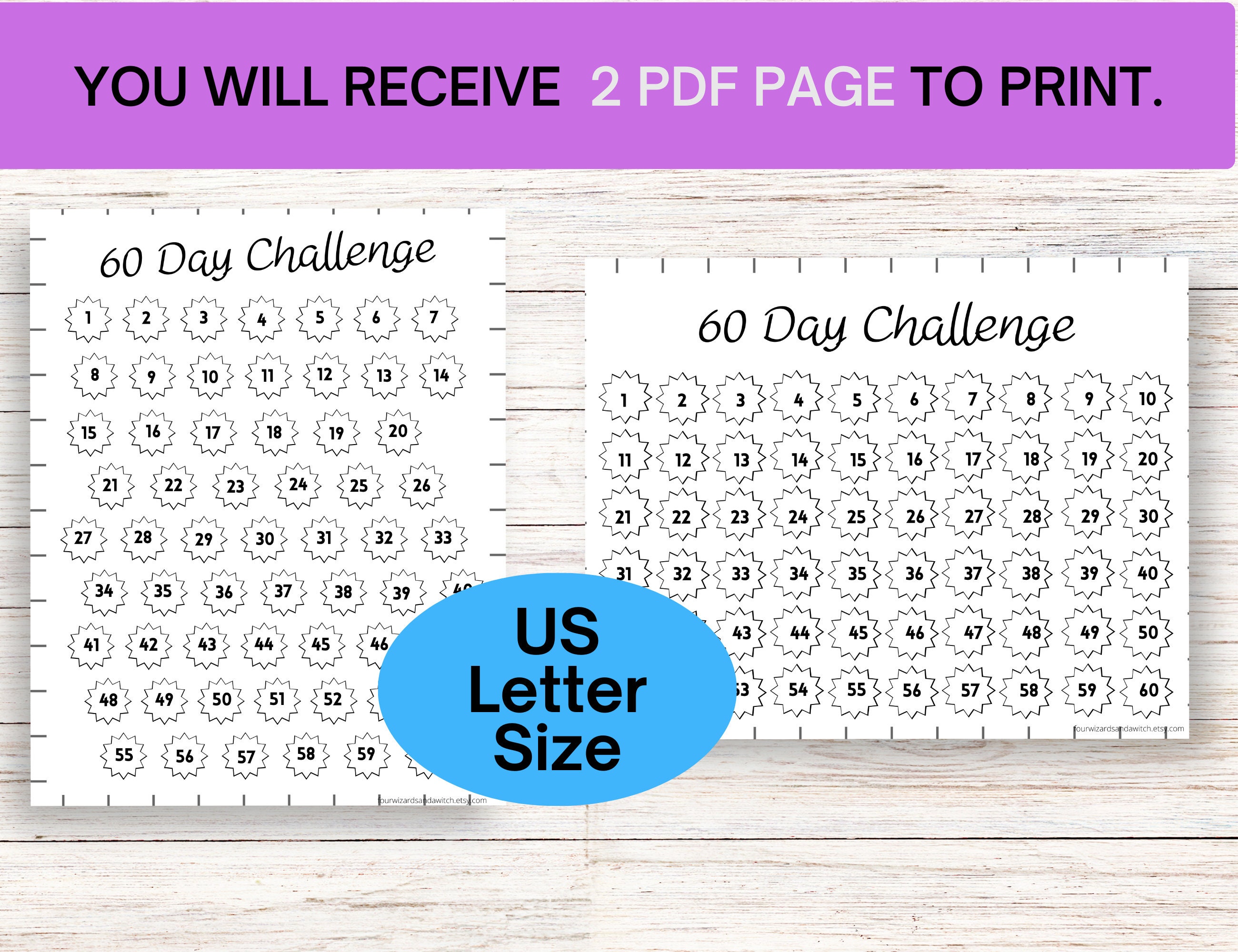 60 Day Challenge, Goal Setting, Habit Tracker Coloring Page, Printable ...