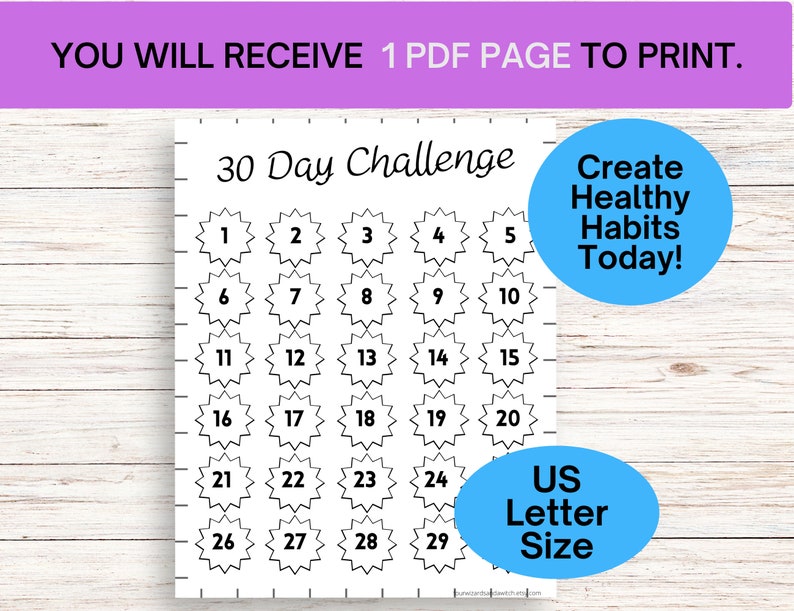 30 Day Challenge, Goal Setting, Coloring Habit Tracker, Printable Habit ...