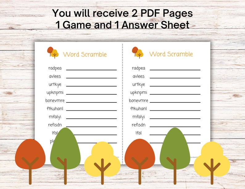 Thanksgiving Word Scramble Brain Teaser, Kids Activity, Classroom Party ...