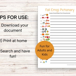 Fall Emoji Pictionary Game Thanksgiving Printable Party Game - Etsy