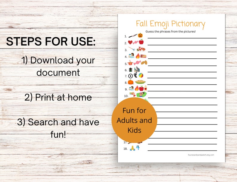 Fall Emoji Pictionary Game Thanksgiving Printable Party Game - Etsy