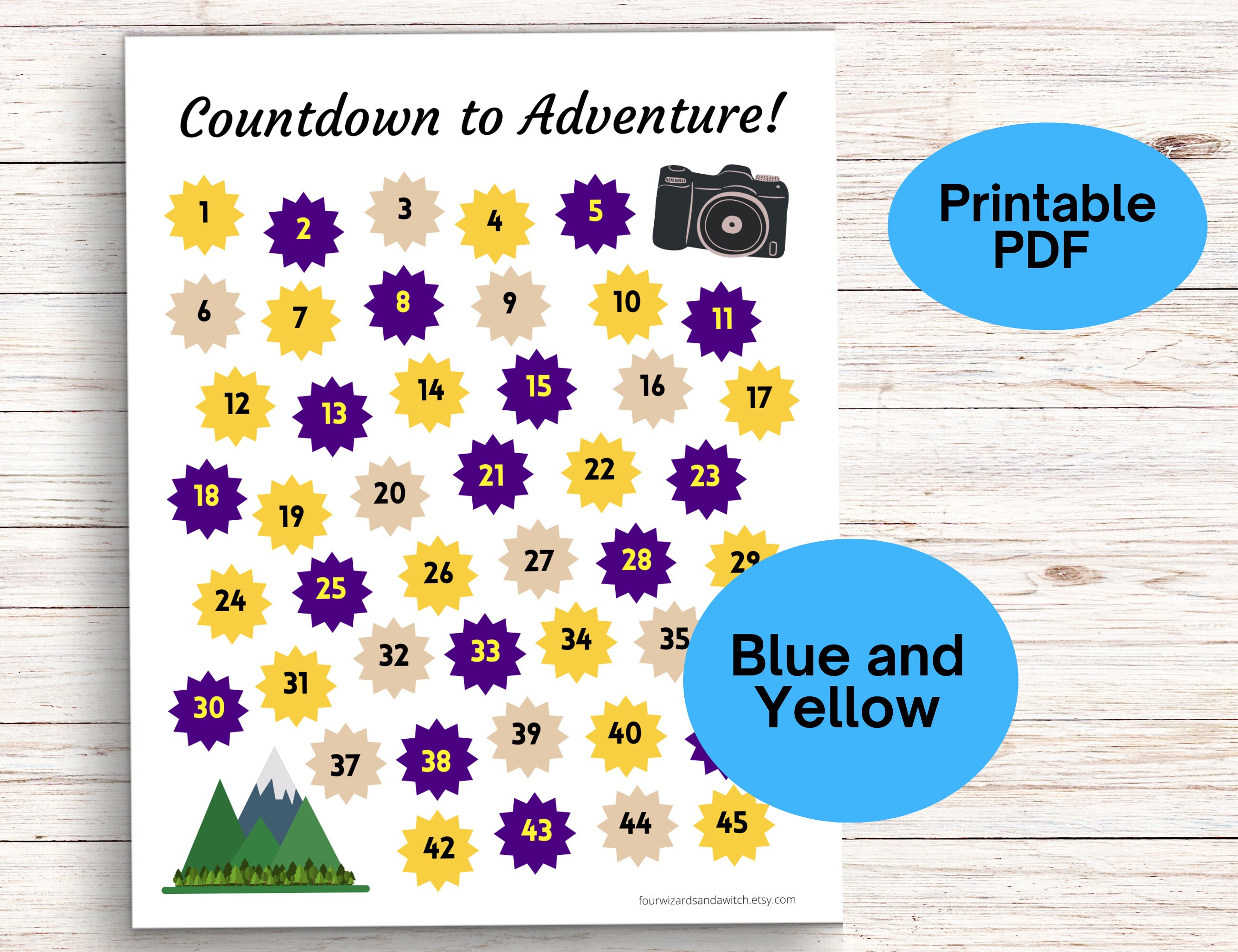 Vacation Countdown Calendar, Printable Adventure Countdown, Holiday ...