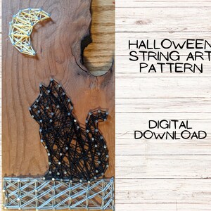 Halloween String Art Pattern for Adults Teens Moon and Cat - Etsy