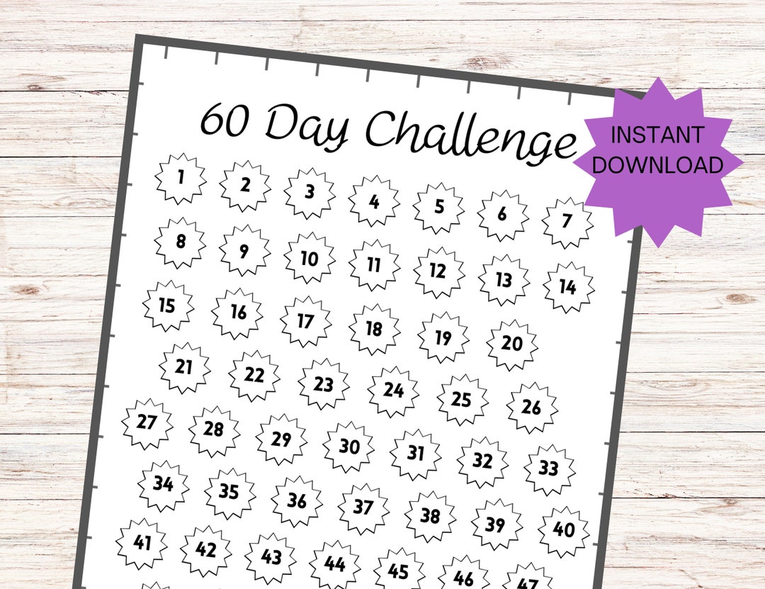 60 Day Challenge, Goal Setting, Habit Tracker Coloring Page, Printable ...