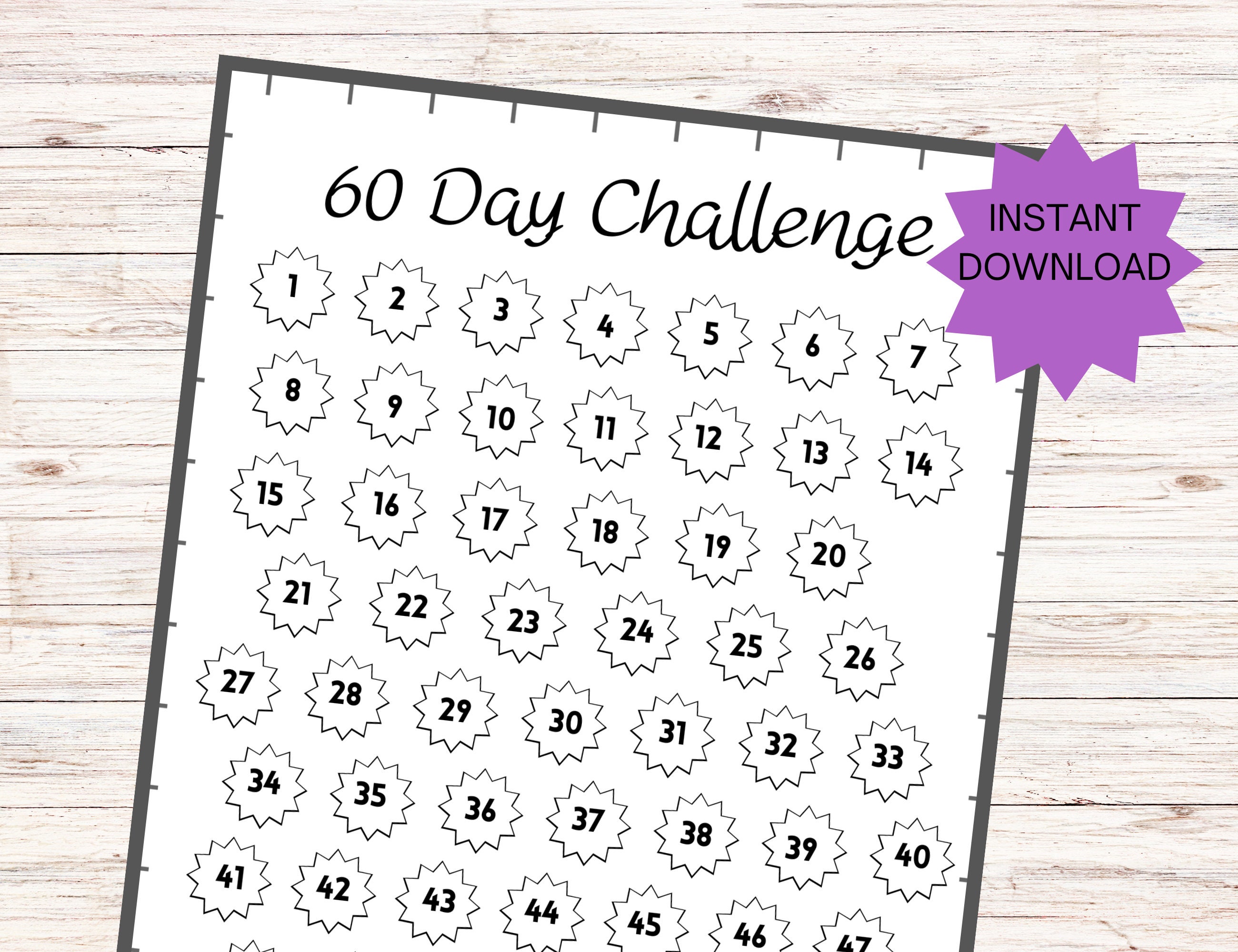 60 Day Challenge, Goal Setting, Habit Tracker Coloring Page, Printable ...