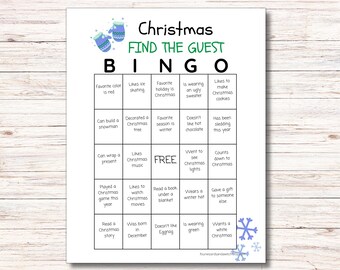 Find the Guest Christmas Bingo, Christmas Party Games Printable ...