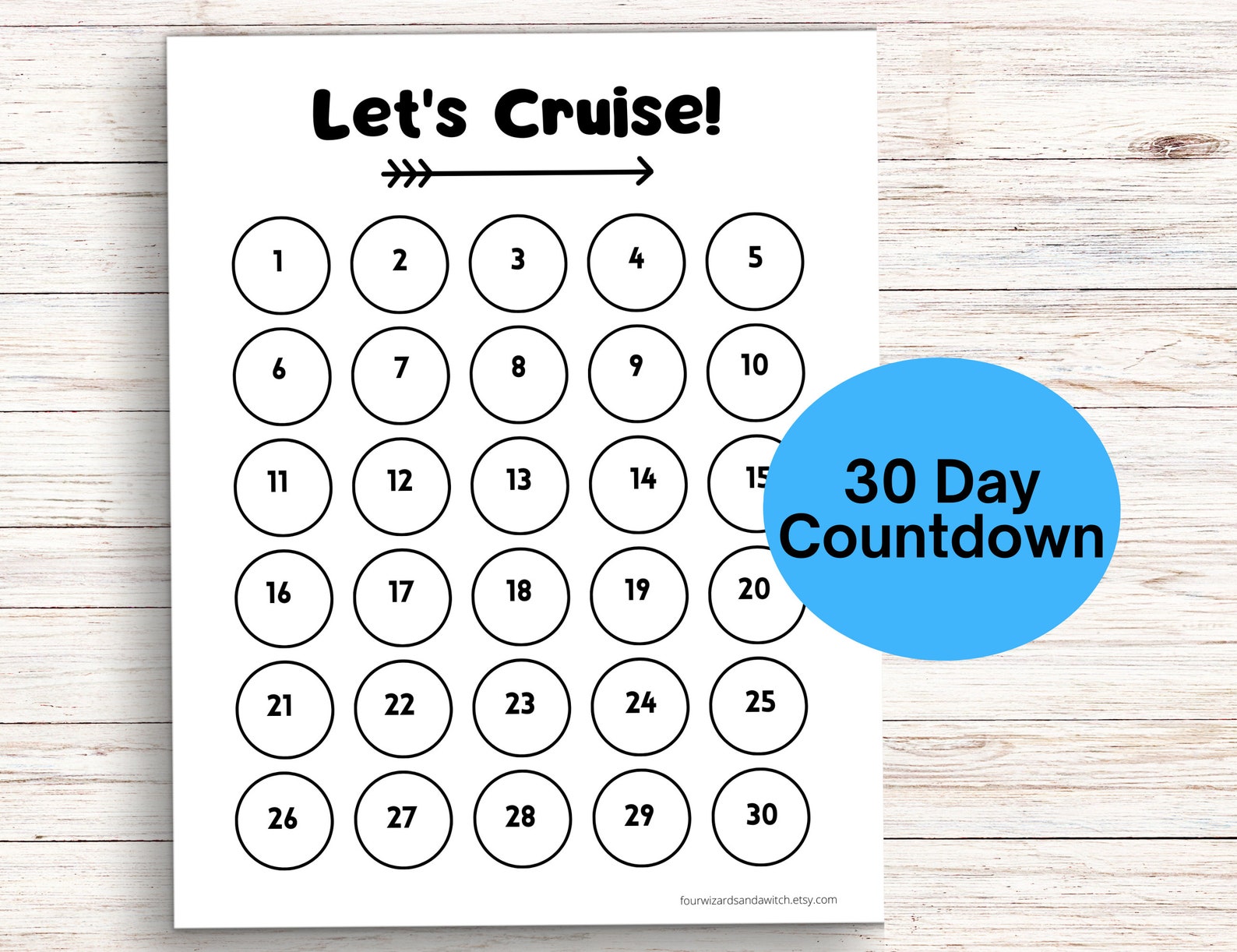 Cruise Vacation Countdown Calendar, Printable Travel Countdown, Family ...