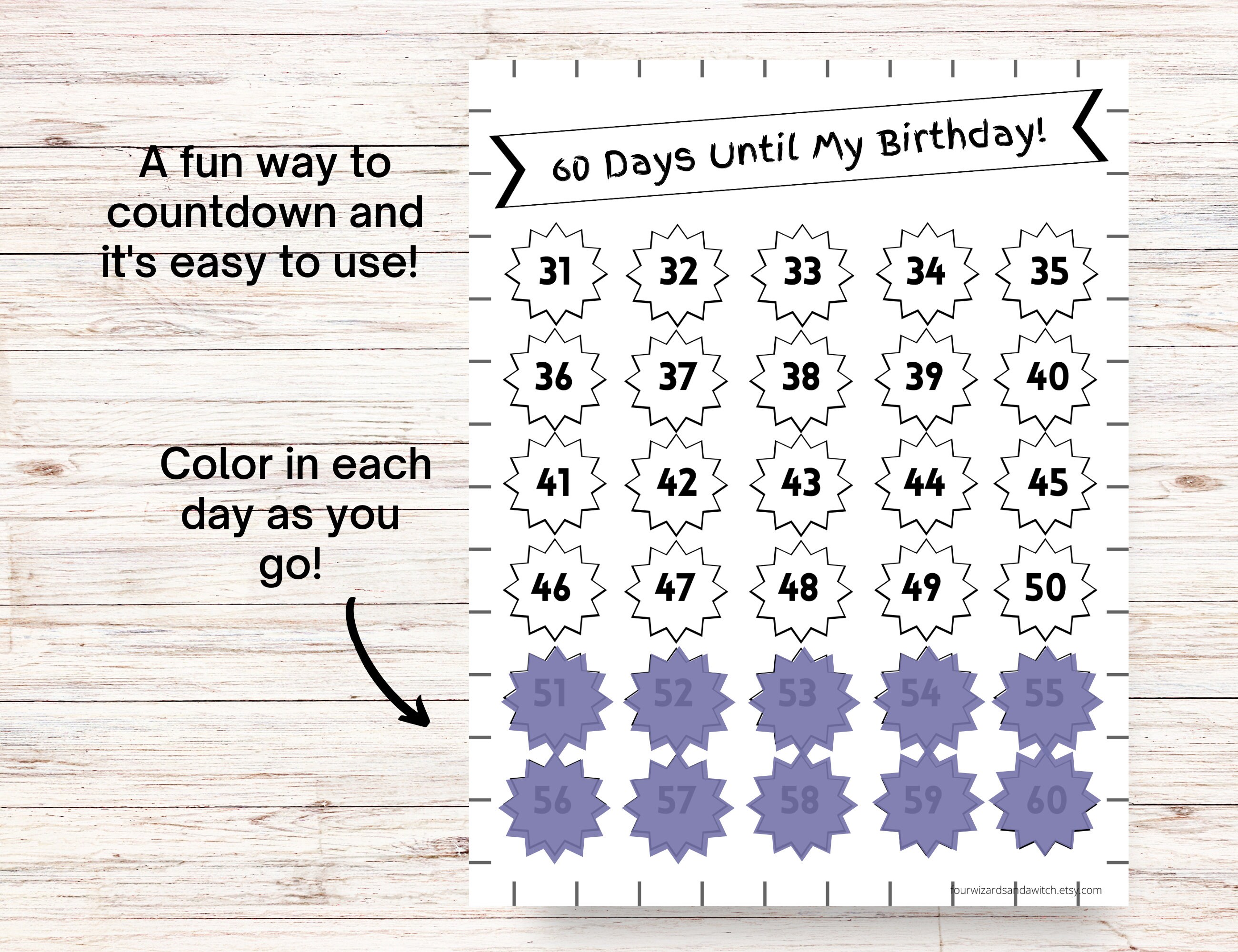 Countdown Calendar, Coloring Countdown Calendar for Kids, 150 Day ...