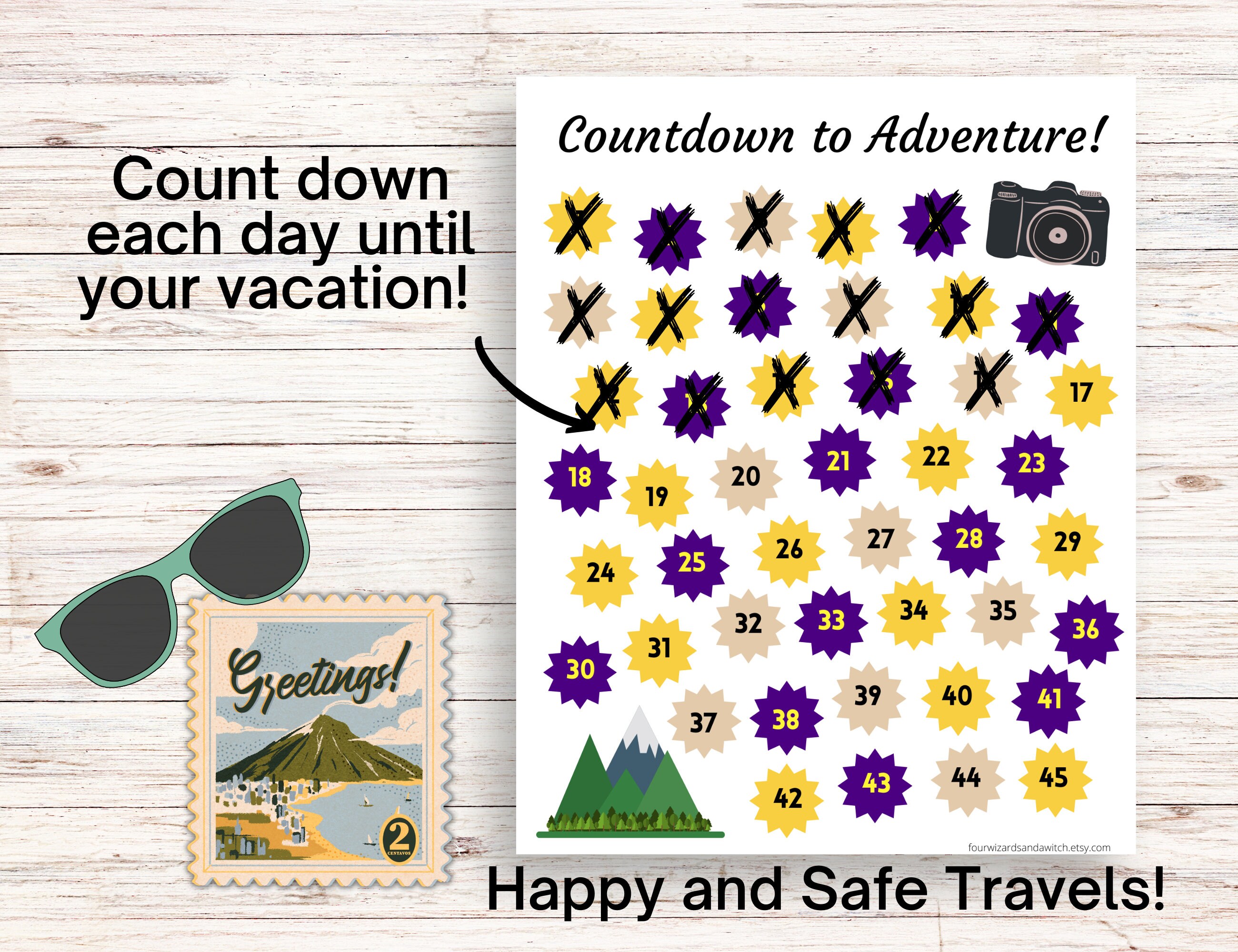 Vacation Countdown Calendar, Printable Adventure Countdown, Holiday ...