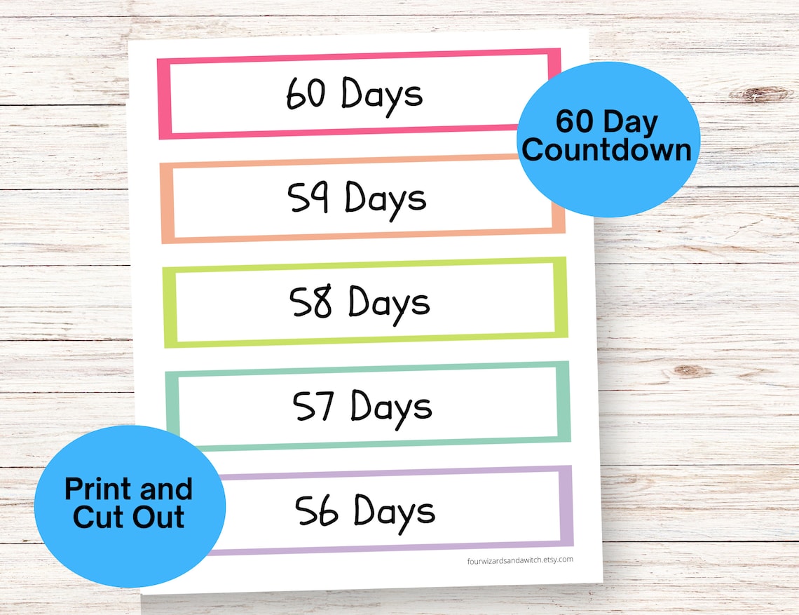 60 Day Printable Countdown, Countdown for Kids, Printable Paper Chain ...