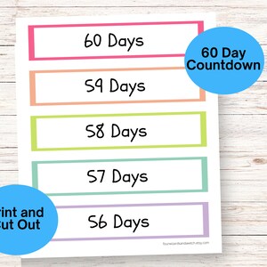 60 Day Printable Countdown, Countdown for Kids, Printable Paper Chain ...