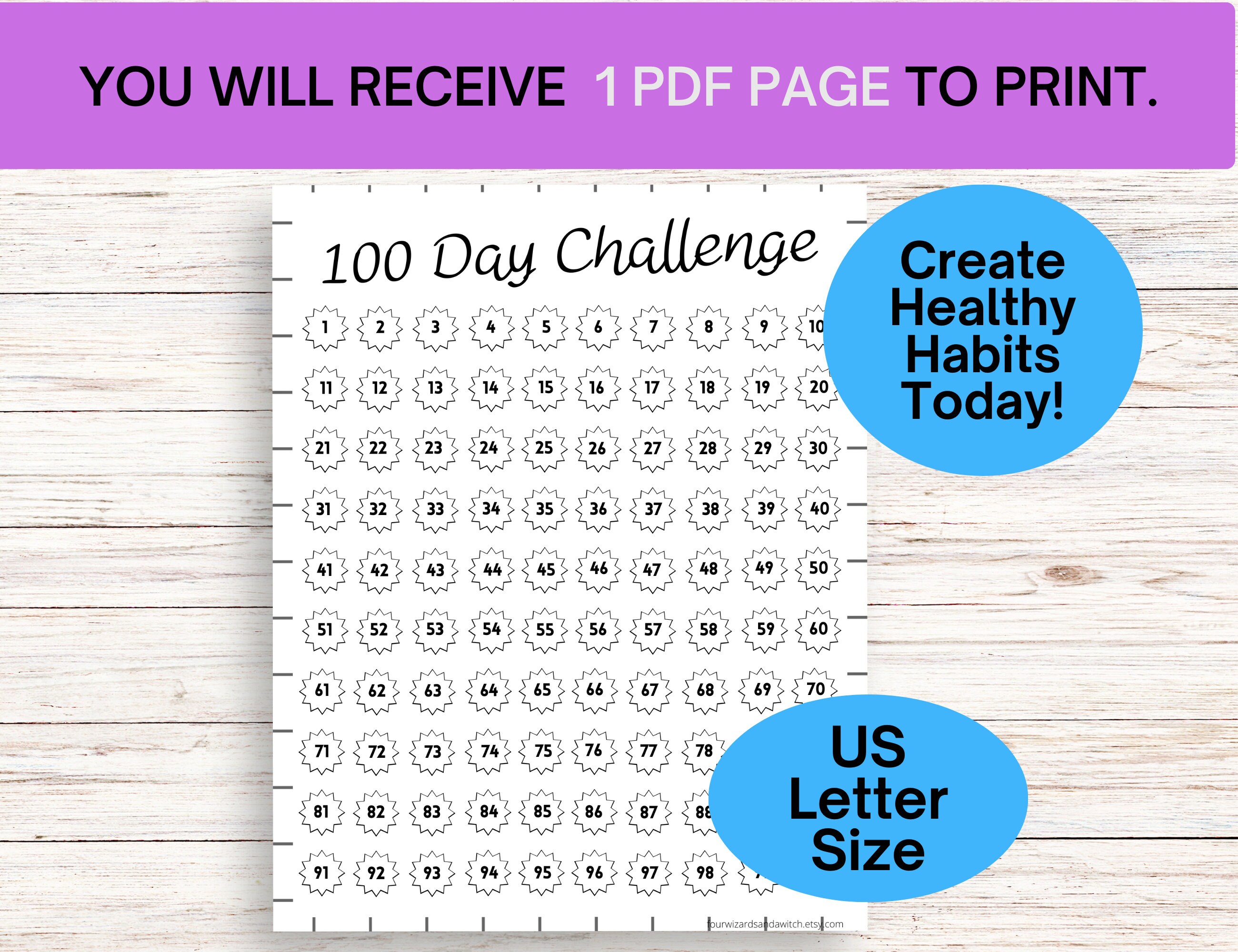 100 Day Challenge, Goal Setting, Coloring Habit Tracker, Printable ...