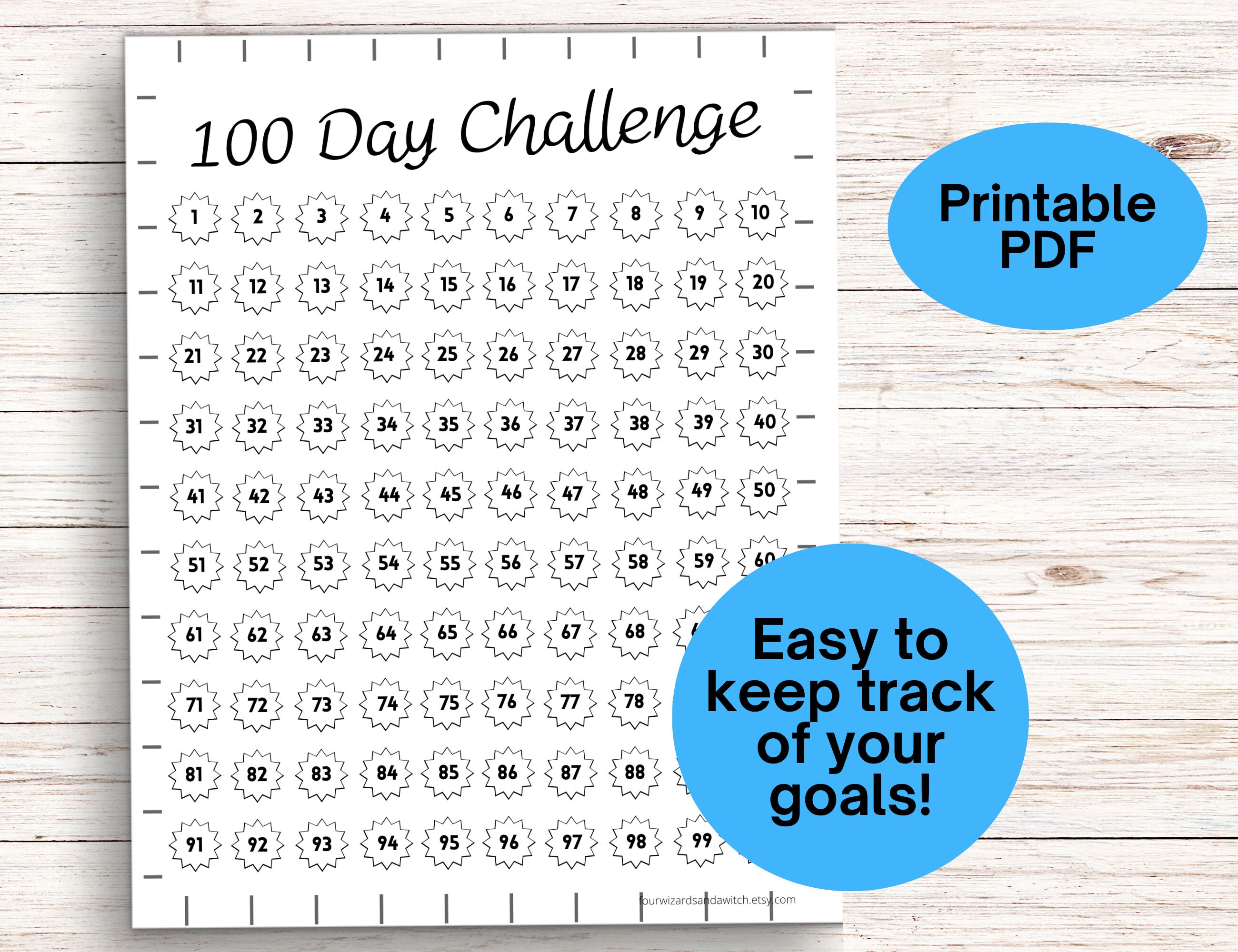 100 Day Challenge, Goal Setting, Coloring Habit Tracker, Printable ...