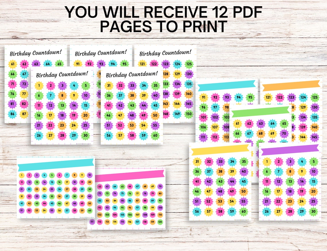 Birthday Countdown Calendar, Countdown Calendar for Kids, 150 Day ...