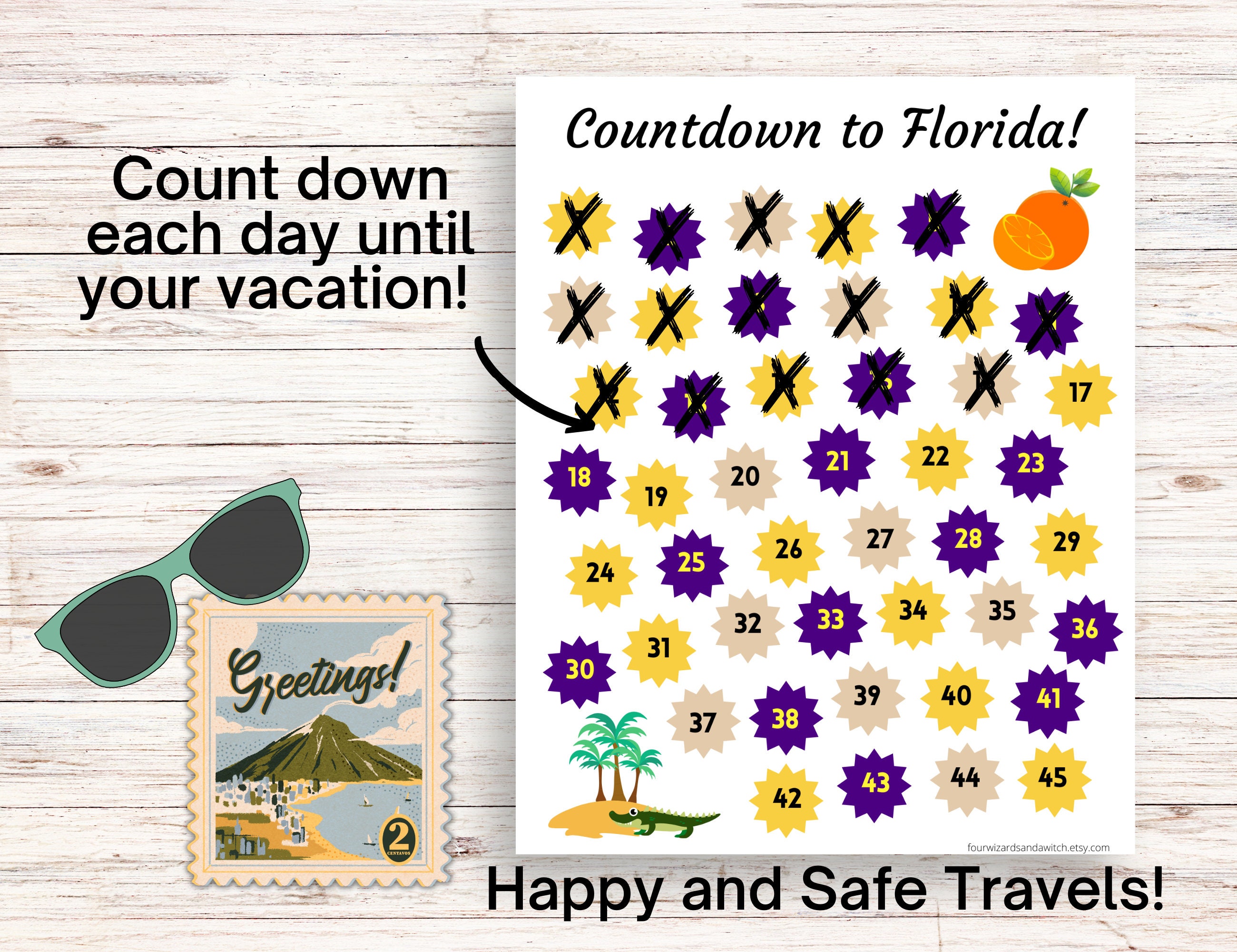 Florida Vacation Countdown Calendar, Printable Countdown, Family ...