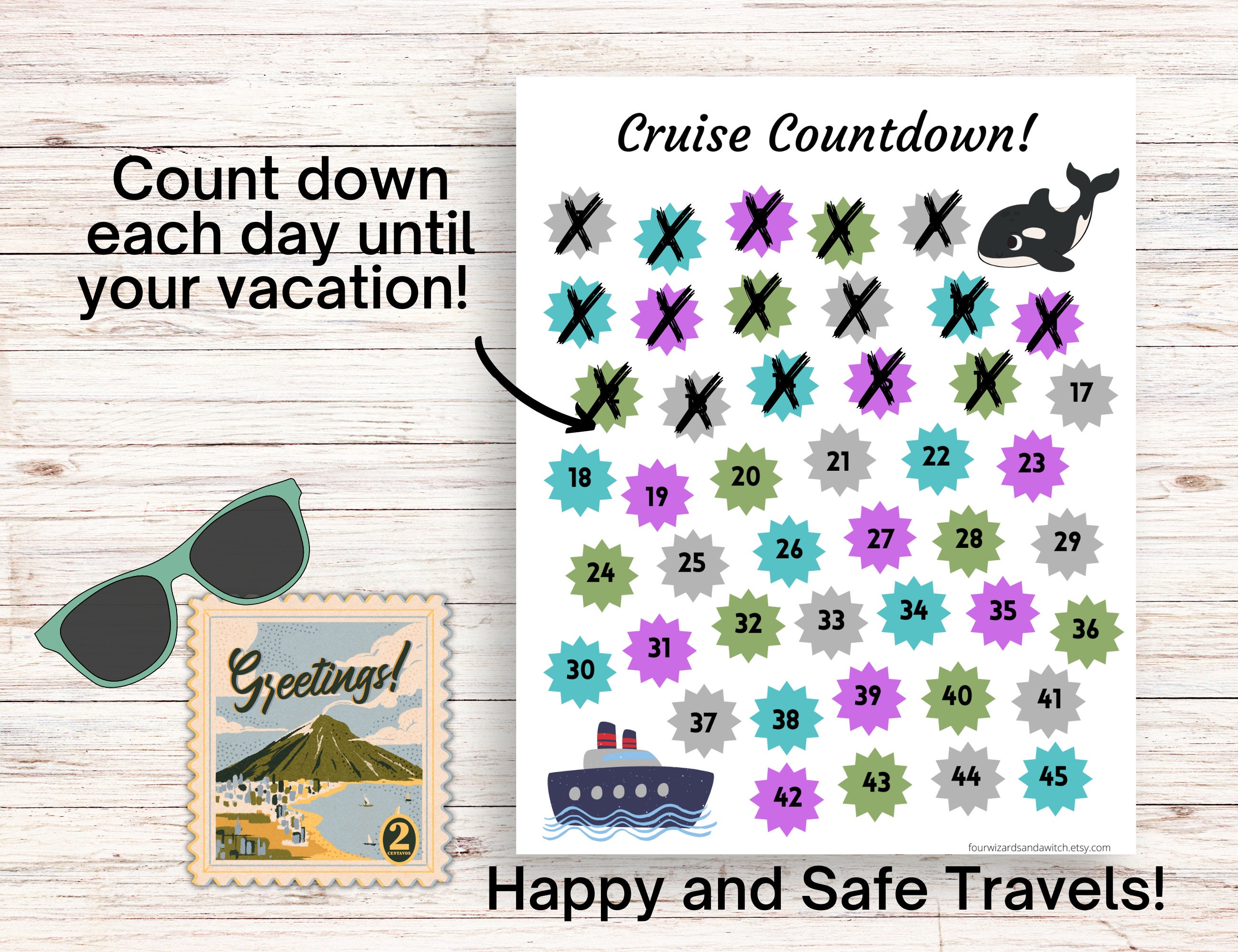 Cruise Countdown Calendar, Printable Travel Countdown, Surprise ...