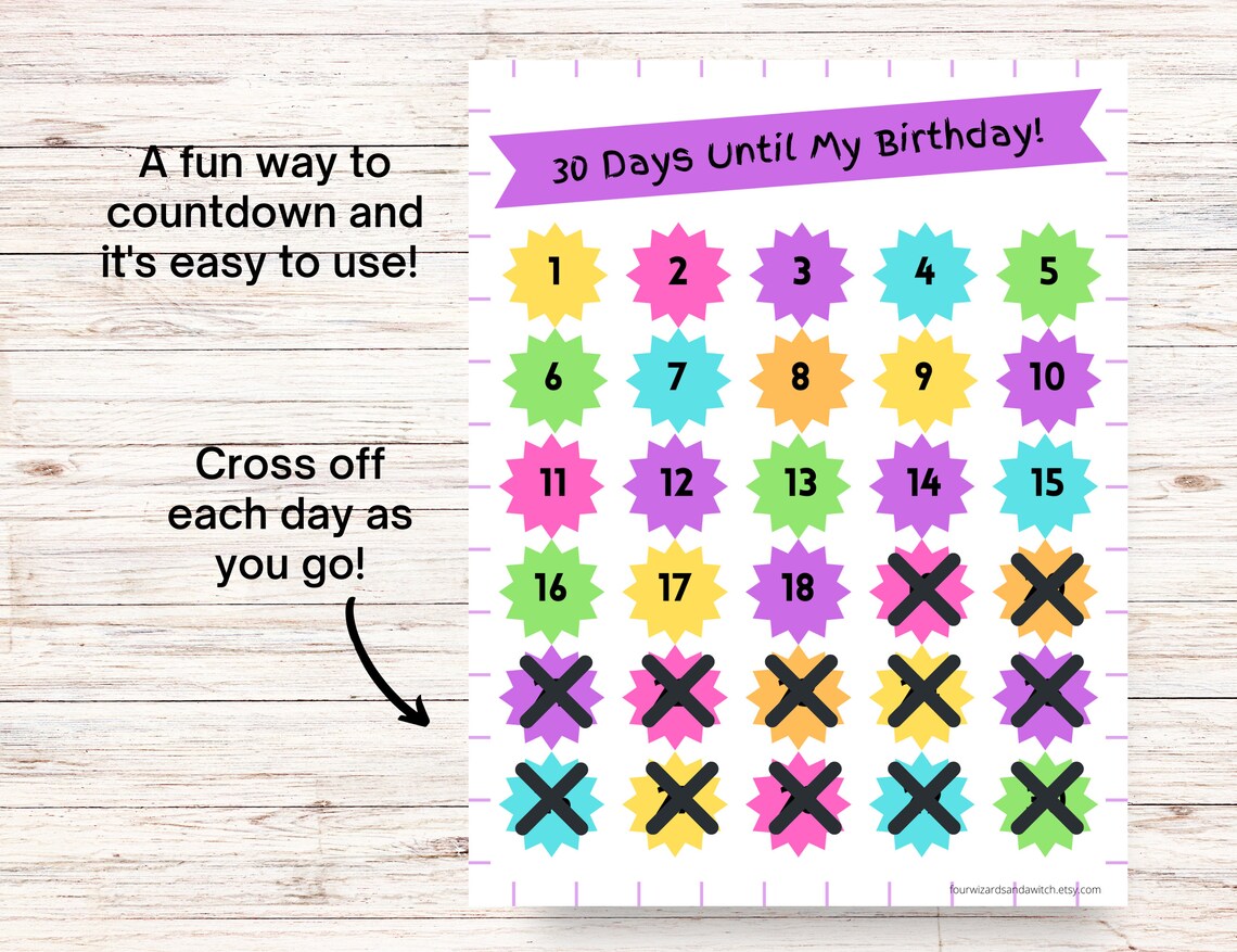 Birthday Countdown Calendar, Countdown Calendar for Kids, 150 Day ...