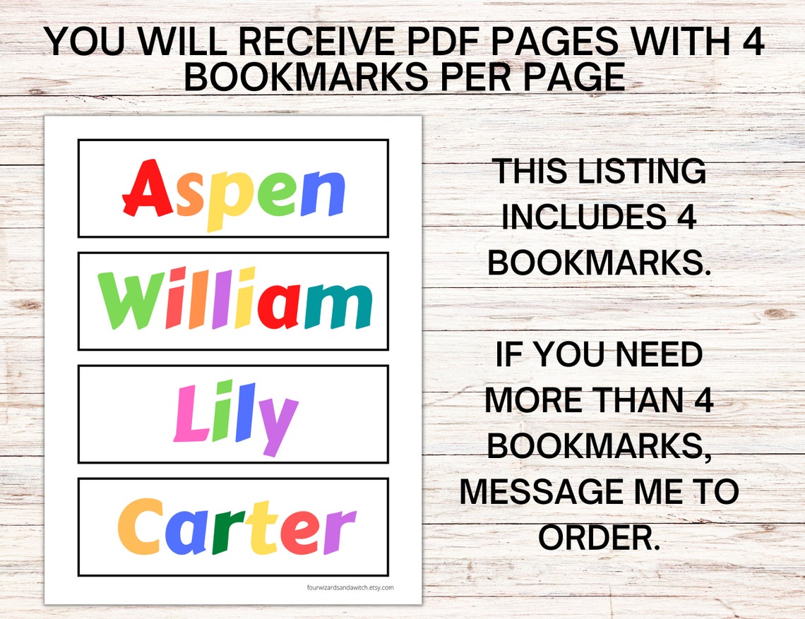 Personalized Printable Bookmarks, Custom Name Bookmark, Book Club Gifts ...