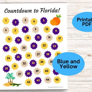 Florida Vacation Countdown Calendar, Printable Countdown, Family ...